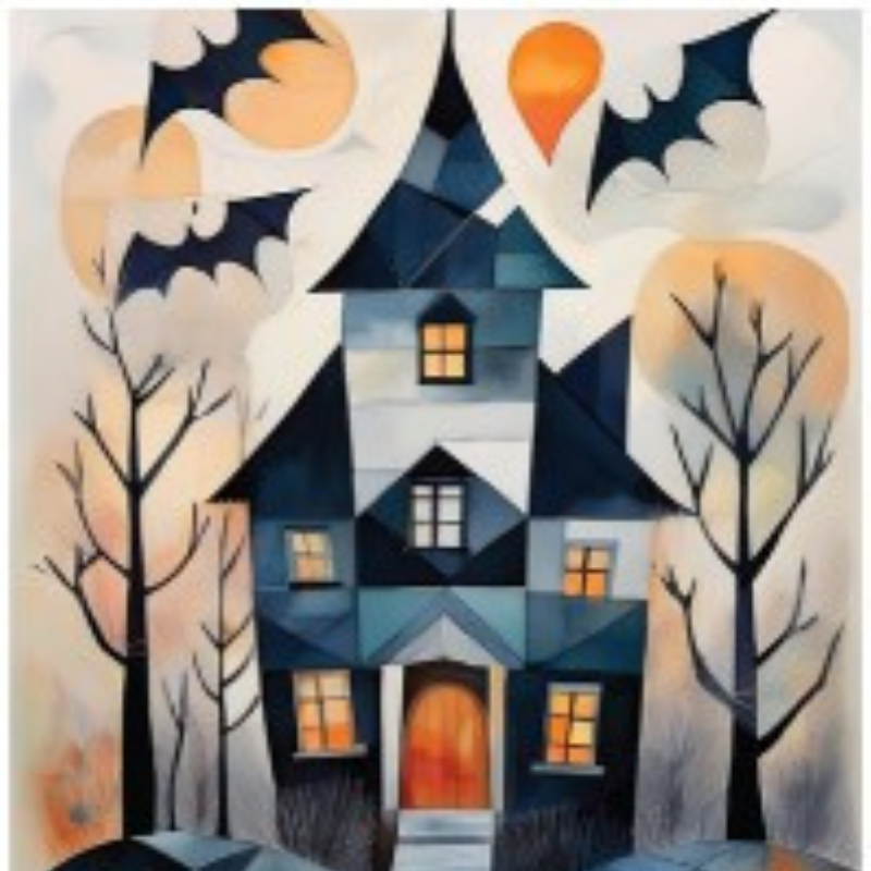 Shadow Manor Greeting Card – Haunted Patchwork House Artwork ...