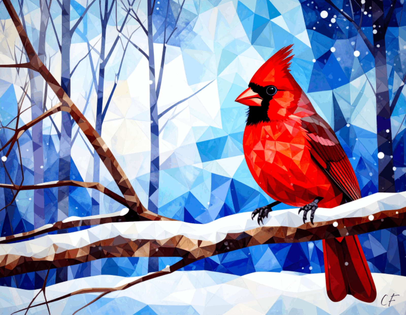 Frost & Feather Cardinal Notecard – Quiltscape Winter Art Card ...